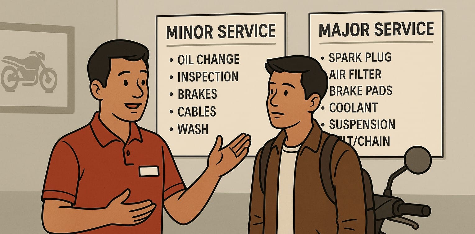 Scooter & Bike Service Types Explained – Free, Paid, Minor & Major