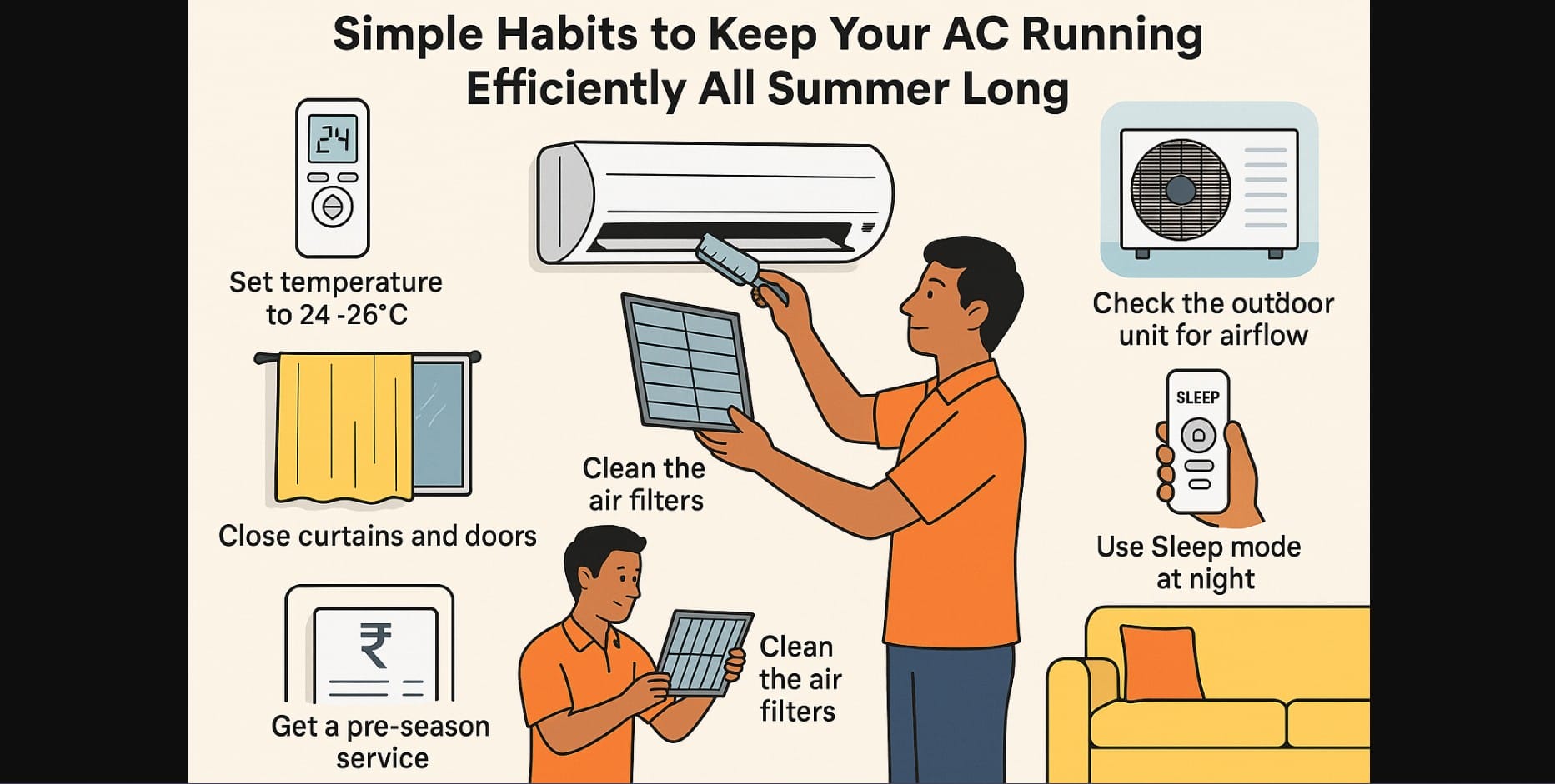 Keep Your AC in Top Shape All Summer - Cleaning, Cooling, and Efficiency